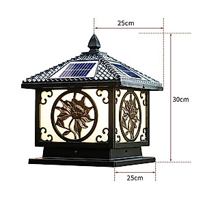 KLFJFD Solar Lights Outdoor,Chinese Pillar Light,Two-Color Adjustable,IP65 Waterproof Outdoor Post Lamp,for Home Garden Courtyard Villa,etc