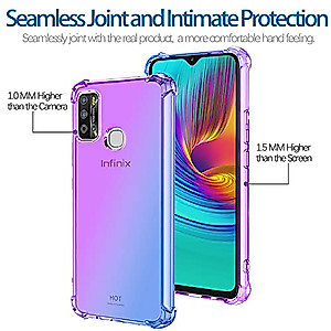KOARWVC Case for Hot 11 Play/Hot 10 Play Case, Hot 9 Play X680 Case, Crystal Clear Case Gradient Slim Anti Scratch TPU Shockproof Protective Phone Cases Cover for Infinix Hot 11 Play (Purple/Blue)