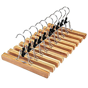 HOUSE DAY Wooden Pants Hangers 10 Pack Non Slip Wood Skirt Hangers Wood Jeans/Slack Hanger with 360° Swivel Hook - Pants Hangers for Skirts, Slacks - Clamp Hangers Amazon Rank