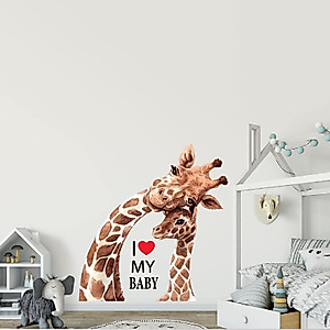Animal Wall Stickers,Giraffe Wall Decals,Peel and Stick Removable Wall Decor DIY Art Mural Decoration,Jungle Wallpaper for Kids Baby Nursery Kindergarten Boys Girls Bedroom Living Room