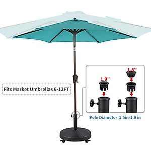 Verano Garden Patio Umbrella Base 52lbs, Heavy Duty Umbrella Stand with Wheels for Outdoor 1.5''~1.89'' Market Umbrella, Weighted Base for Patio Deck Porch Poolside, Black