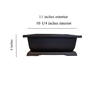 CZ Grain 3 Bonsai Tree Pots with Drip Tray. XL 11 inch pots with Drain Hole. Great Gift