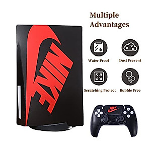 PS5 Skin Disk Edition Console and Controller, PS5 Stickers Vinyl Decals for Playstation 5 Console and Controllers, Disk Edition - Black Shoebox