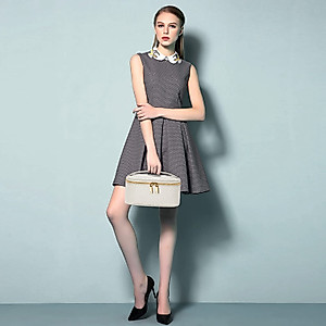 KTMOUW Makeup Bag 3 Pcs Waterproof Cosmetic Bag Set Portable Travel Cosmetic Bag Multifunction Organizer Storage Bag Weave Toiletry Bag for Women, Beige