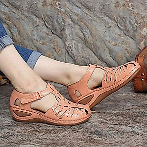 justHIGH Women's Casual Peep Toe Hollow Out Slingback Platform Wedge Sandals Breathable Non Slip Sole