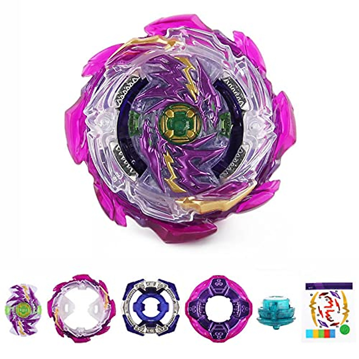 Bays Blade Battling Tops Bey Burst Spinning Starter SuperKing Booster B-177 Jet Wyvern Around Just 1D Jet Wyvern/Wyvron Toys Metal Plastic Fusion Gift with B-184 L/R Two-Way Launcher & Grip (Black)