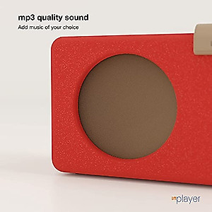 SMPL One-Touch Music Player, Audiobooks + MP3, Quality-Sound, Durable Wooden Encloser with Retro Look, 4GB USB with 40 Nostalgic Hits Included, Live Technical Support (Red, Music Player)