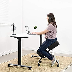 VIVO Kneeling Chair with Wheels, Adjustable Ergonomic Stool for Home and Office, Mobile Angled Posture Seat, Steel Frame & Black Cushions, CHAIR-K05B