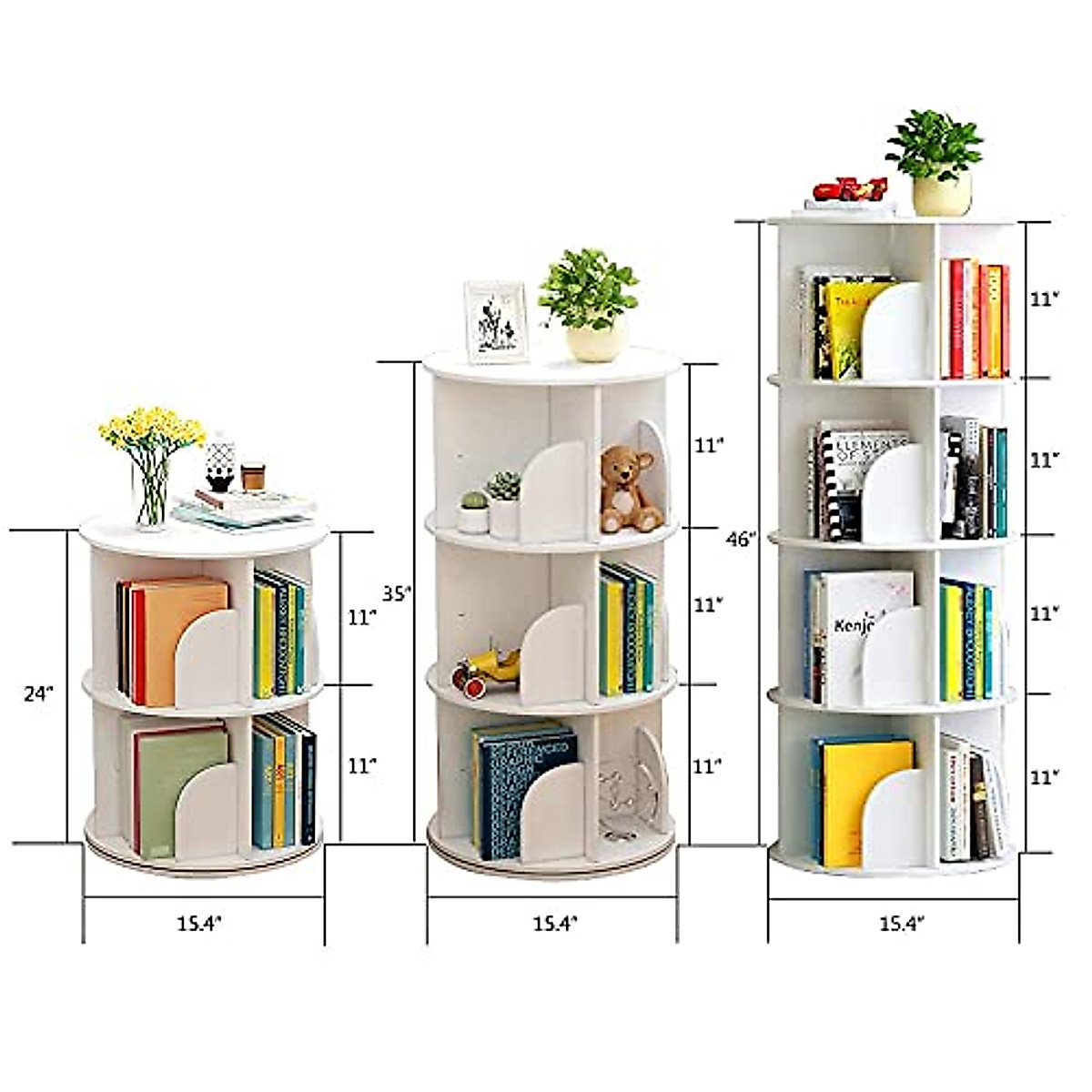 NAIYUFA Rotating Bookshelf 360 Display Floor Standing Bookcase Storage Rack for Kids&Adults Multi-Functional Bookshelf Organizer