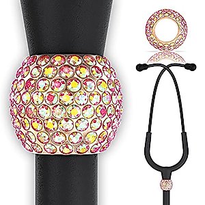 BJÖRN HALL Stethoscope Charms for Nurses - Pink | Stand Out- Bling Stethoscope Charms | Fits littman Classic III | Gift for- Nurse Veterinary Respiratory Therapist RT| Rose Gold - Rubylicious Crystal