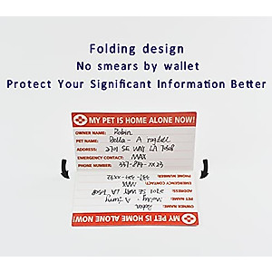 CloceanBrand My Pets, Dogs & Cats are Home Alone Alert Key Tag Keychain Emergency Contact Wallet Card Folded - 2 Writable Back Sides