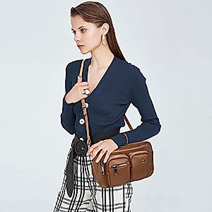 ACUARIO Small Crossbody Bags for Women-PU Leather Handbag Shoulder Strap Bags Purses (22165-Camel)