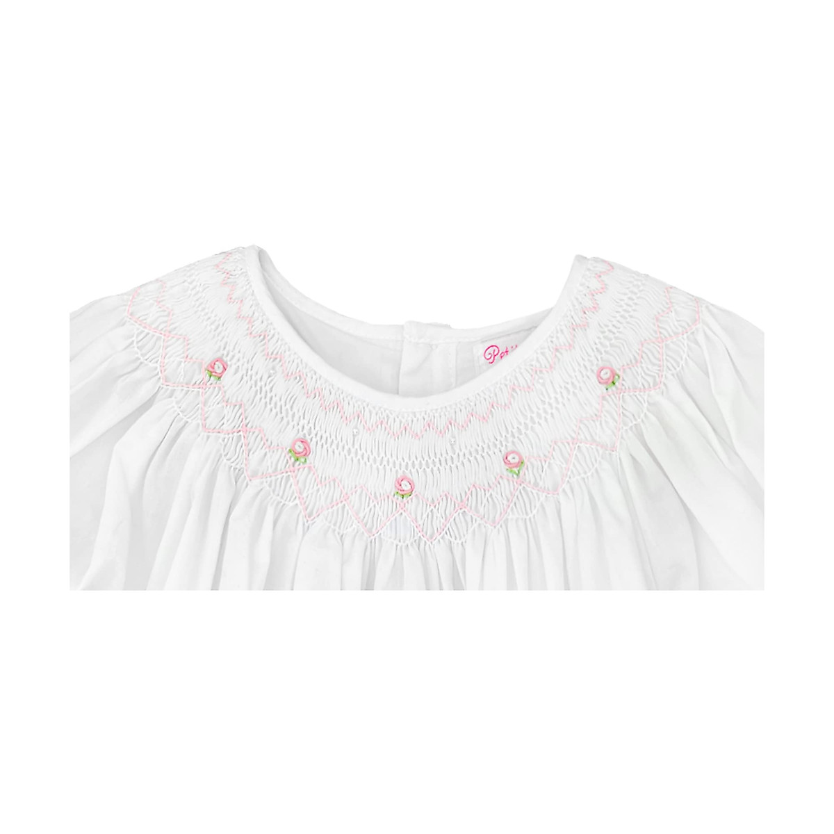 Petit Ami Baby Girls Daygown with Heart Smocking and Pearls (White, 24 Month)