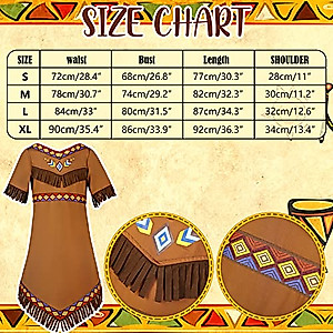 Boyiee 4 Pcs Mardi Gras Girl Native American Costume Set Indian Native Princess Costume for Carnival Halloween Cosplay Party (L)