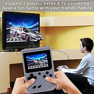 Xunsan Retro Handheld Game Console, 3 inch LCD Screen Portable Video Game Console with 500 Classic FC Games, Support TV Connection & 2 Players Battle, Gift for Kids Adults (Grey)