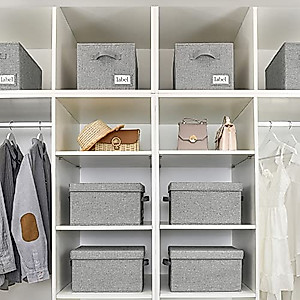 GRANNY SAYS Bundle of 4-Pack Closet Bins with Metal Frame & 3-Pack Rectangle Fabric Storage Bins with Lids