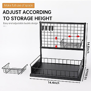 IAVEYG Under Sink Organizer Metal Pull Out Cabinet Organizer 2-Tier Slide Out Under Cabinet Storage Multi-Use for Under Kitchen Bathroom Sink Organizers and Storage Black