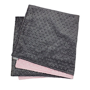 MEG ORIGINAL Minky Dot Baby Girl Blanket Pink & Charcoal Gray, 361