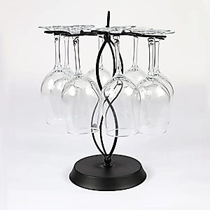 HomeRoots Wine 8-Glass Holder For Kitchen, Freestanding Countertop Stemware 8-Wine Glass Holder