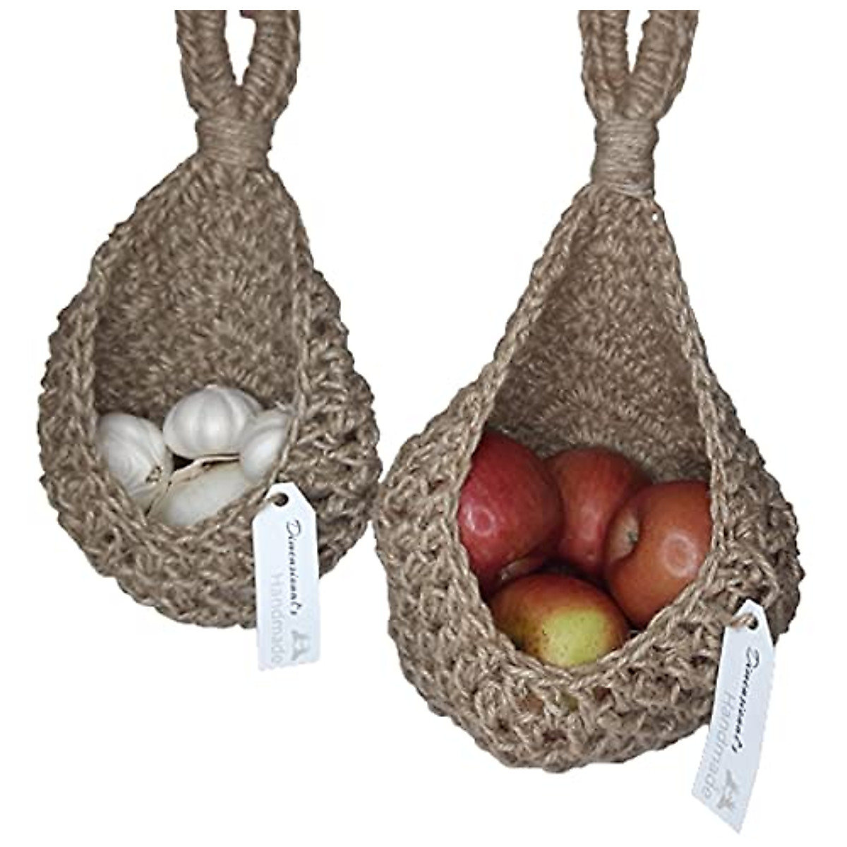 Teardrop Hanging Basket, made with jute twine, Handmade in US. (Small & Medium)