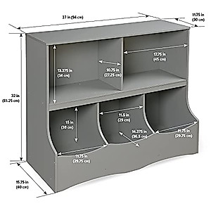 Badger Basket Multi-Bin Toy Storage Organizer and Book Shelf for Kids - Gray