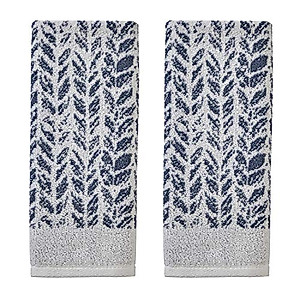 SKL Home by Saturday Knight Ltd. Distressed Leaves Hand Towel (2-Pack),Denim Blue