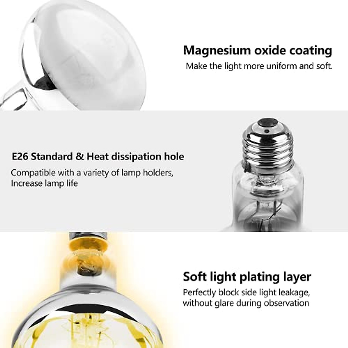 Ordekcity 100W Reptile Heat Lamp UVB UVA Mercury Vapor Bulb UVB Reptile Light Basking Lamp for Bearded Dragon Turtle Amphibian