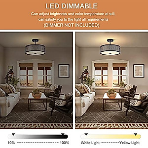 OUVR Industrial Semi Flush Mount Ceiling Light, Modern Close to Ceiling Lamps for Living Room, Bedroom, Dining Room, Kitchen, Hallway, Entry, Foyer