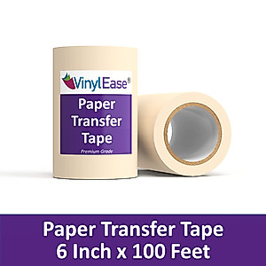 Vinyl Ease 6 inch x 100 feet roll of Paper Transfer Tape with a Medium to High Tack Layflat Adhesive. Works with a Variety of Vinyl. Great for Decals, Signs, Wall Words and More. American Made V0820