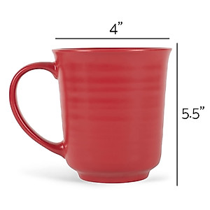Elanze Designs Red Matte Glaze Finish 17 ounce Stoneware Coffee Cup Mugs Set of 4