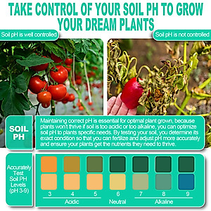 100CT Soil pH Test Kit (3.5-9.0) - Soil pH Test Strips to Test Soil Acidity & Alkalinity of Garden Lawn Grass Vegetable, pH Soil Tester for Garden Soil, Easy to Use for Quick & Accurate Results