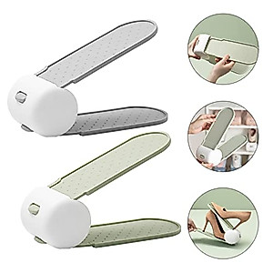 Scicalife Shelf Holders 4pcs Shoe Slots Organizer Adjustable Shoe Stacker Shoes Storage Holder Display Rack for Closet Shoe Holder Rack Space Saver Grey/Green Two Tier Shoe Rack