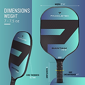 Paddletek Bantam TS-5 Pickleball Paddle | Professional Pickleball Paddles with Honeycomb Core, Textured Fiberglass Epoxy Hybrid Surface, Bantam PolyCore & High Tack Performance Grip | USAPA Approved