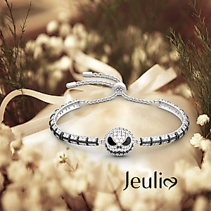 Jeulia The Nightmare Before Christmas Jack Skellington Sterling Silver Bracelet Jewelry Gift for Bride Women