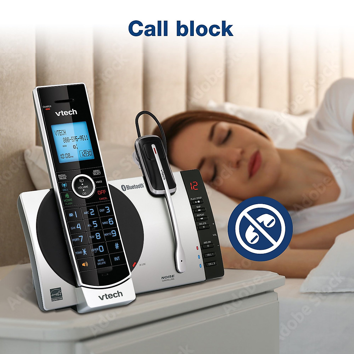 VTech Connect to Cell DS6771-3 DECT 6.0 Cordless Phone - Black, Silver, 6.9" x 4" x 6.6"