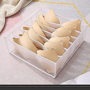 DONSU Underwear Storage Box Compartment,Drawer Organizer Dividers for Clothing,Foldable Underwear Storage Box with 6/7/11 Compartments for Bedroom Baby Clothes, Bra, Scarves, Belt, Tie