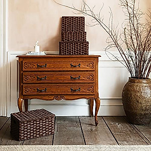 GRANNY SAYS Bundle of 3-Pack Wicker Shelf Baskets for Organizing & 1-Pack Rectangle Wicker Basket