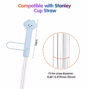 HuLiPaLi 4Pcs Straw Cover for Stanley 30&40 Oz Tumbler, 0.4in Silicone Long Style Cloud Shape Straw Covers Cap Cup Accessories,Dust-Proof Protector Topper Reusable Drinking Tips Lids