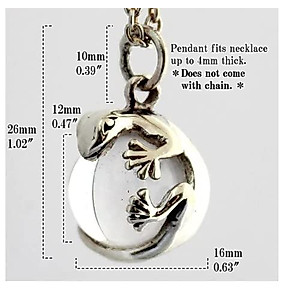 COSUMOSU 925 Sterling Silver Gecko Lizard Crystal ball Hawaiian pendant for women