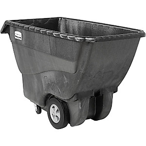 Rubbermaid Commercial Products FG101300BLA Tilt Dump Truck, 1000 lbs 44259 Cubic Yard Heavy Load Capacity with Wheels, Trash Recycling Cart, Black