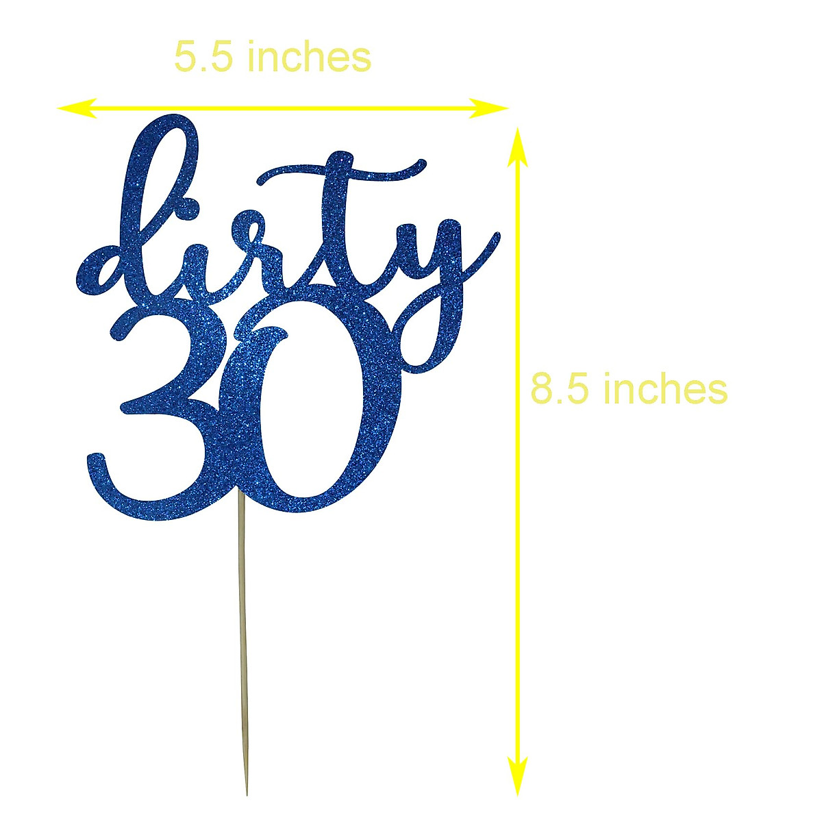 zxyxka Glitter Blue Dirty 30 Cake Topper,Cheers to 30 Years, Happy 30th Birthday Talk 30 to Me Anniversary Party Decorations