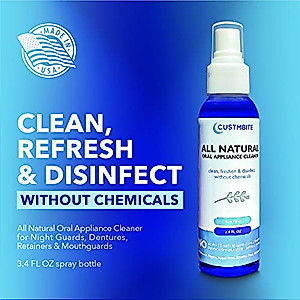 CUSTMBITE All Natural Dental Appliance Cleaner, Made in USA, Dentures, Retainers, & Mouthguards, No Harsh Chemicals