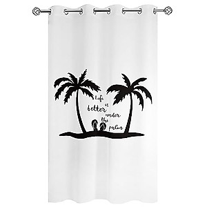 HERBED Outdoor Curtains for Patio 1 Panel Summer Life is Better Under The Plam Waterproof Privacy Outside Curtain Sun Blocking Grommet Blackout Drapes for Porch Gazebo Pergolas Balcony 52x108 Inch