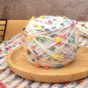 50g/Ball 4ply Mohair Yarn with Colored Beans Blended Cotton Yarn Wool Weaving Handknitting Yarn for DIY Crocheting Scarf Sweater (Color : 04-caihongtangxiao)