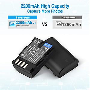 Powerextra 2 Pack DMW-BLF19, DMW-BLF19E, DMW-BLF19PP Replacement Batteries and Dual USB Charger for Panasonic Lumix DC-G9, DC-GH5, DMC-GH3, DMC-GH3K, DMC-GH4, DMC-GH4K Digital Camera