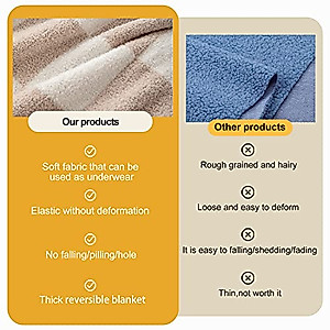 Throw Blanket with Checkerboard Plaid- Cozy Breathable All Seasons Soft Checkered Blanket Gingham Home Decor for Couch and Bed -Throw Size 51"x63",Light Khaki