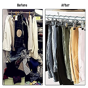 BBFISH Pants Hangers 20-Pack Skirt Hanger with Clips No-Slip Metal Trouser Hangers Space Saving for Closet Wardrobe