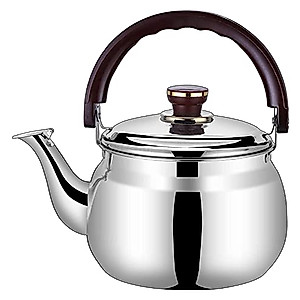 XENITE Classic Kettle Stove Top Whistling Kettle Silver Camping Teapot Anti-Scalding Handle Whistling Kettle Thick Stainless Steel Kettles Suitable for Various Stoves Camping Kettle Teapots (Color :