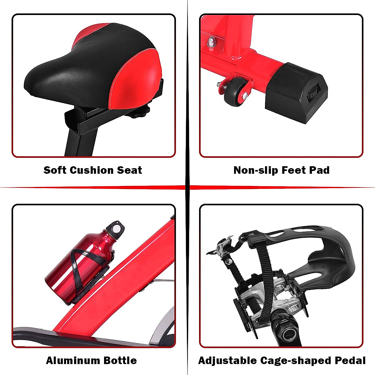 GYMAX Indoor Exercise Bike, Stationary Cycling Bike with Adjustable Resistance & LCD Monitor, Portable Wheels for Easy Transportation, Cardio Workout Training Bike