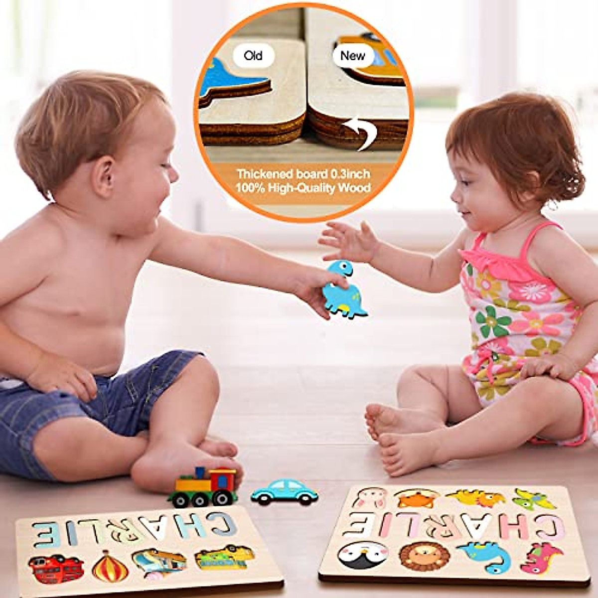 Name Puzzle for Kids Personalized, Custom Wooden Name Puzzle for Toddlers, Educational Baby Name Puzzle Toys, Personalized Name Puzzles for Baby Boy Girl, Customized Puzzles for First Birthday Gifts